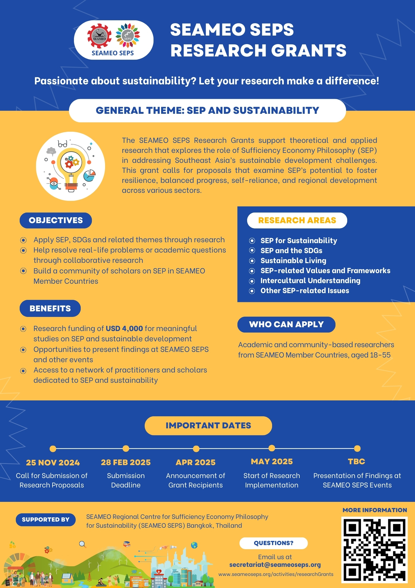 ทุนวิจัย - ประชาสัมพันธ์โครงการทุนวิจัย SEAMEO SEPS Research Grants Project
